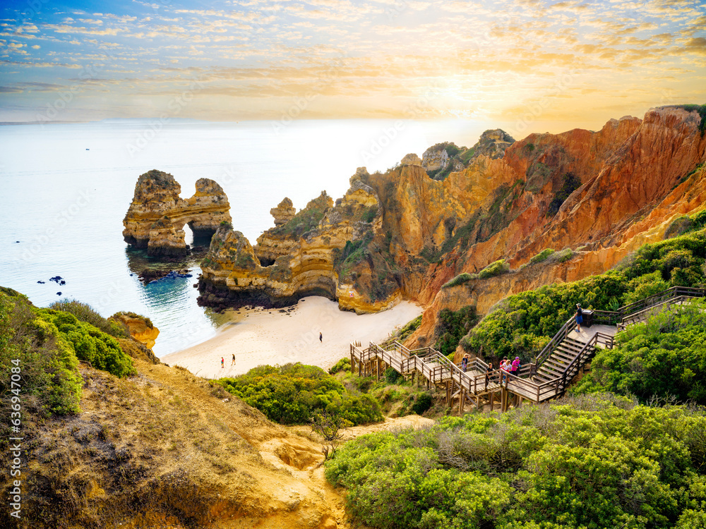 .Sunrise Camilo Beach .Boardwalk and Staircase to the Beach .Camilo ...