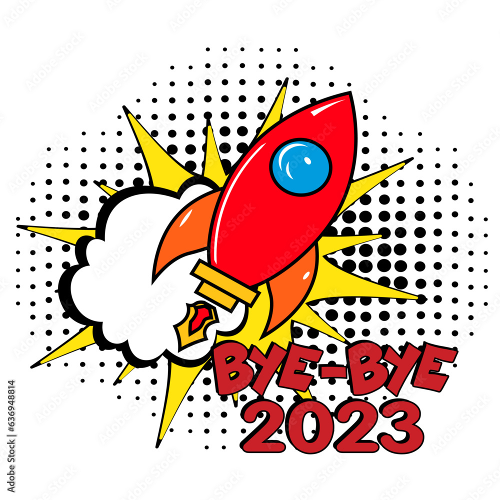 Bye-Bye, 2023! Calligraphy illustration with brush pen to New Year ...