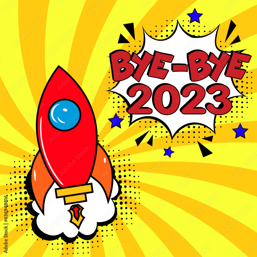 Bye-Bye, 2023! Calligraphy illustration with brush pen to New Year ...