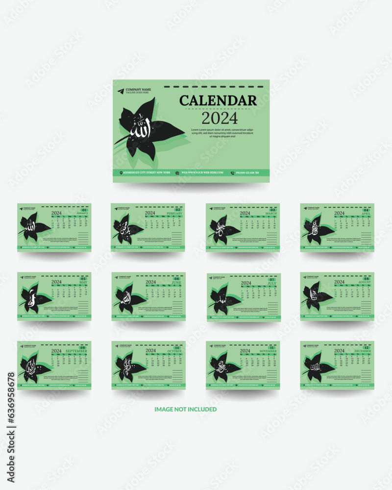 Free vector 2024 new year clean calendar template, new year clean ...