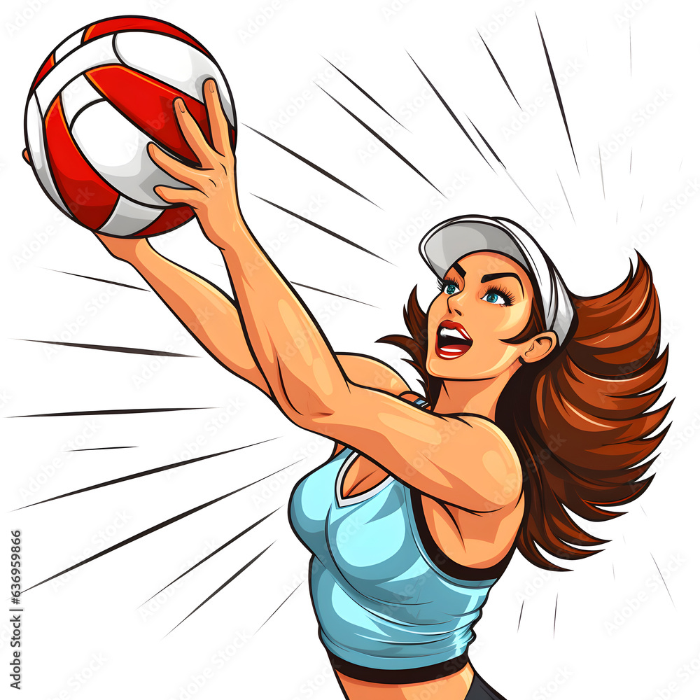 Cartoon clipart of volleyball serve, transparent background Stock ...