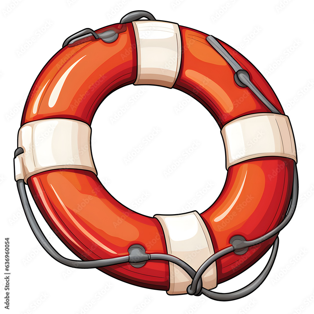 Cartoon clipart of lifesaver buoy, transparent background Stock Illustration | Adobe Stock
