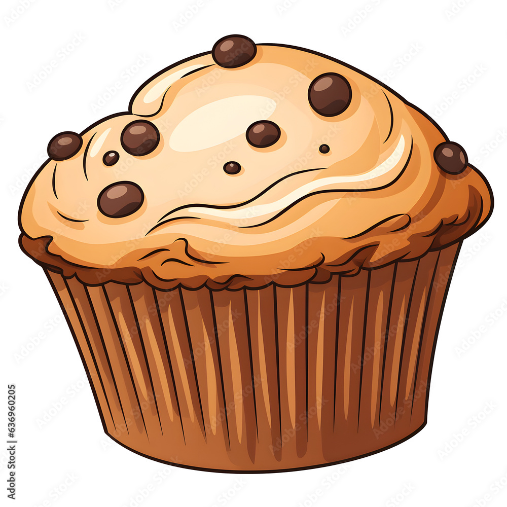cartoon chocolate chip muffin clipart, transparent background Stock ...