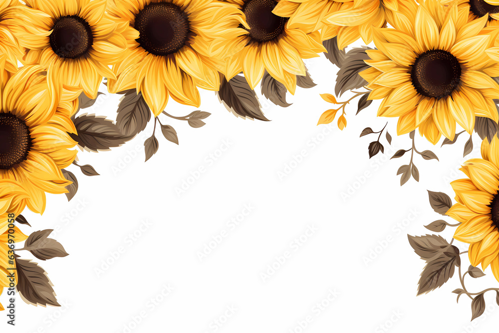 sunflower frame design sunflowers border card template. AI Generated ...
