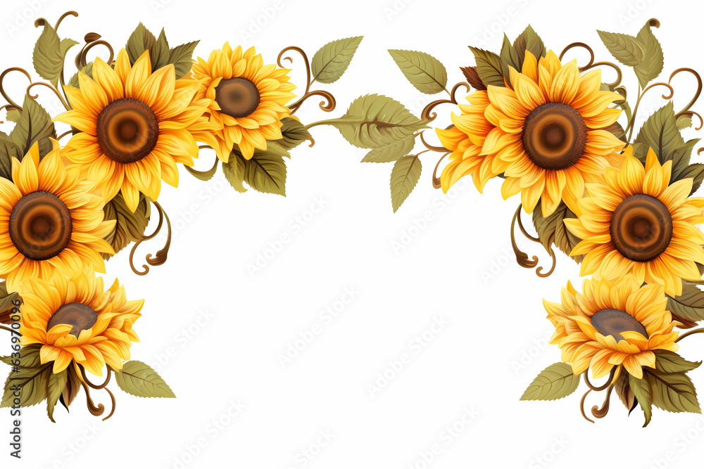 sunflower frame design sunflowers border card template. AI Generated ...