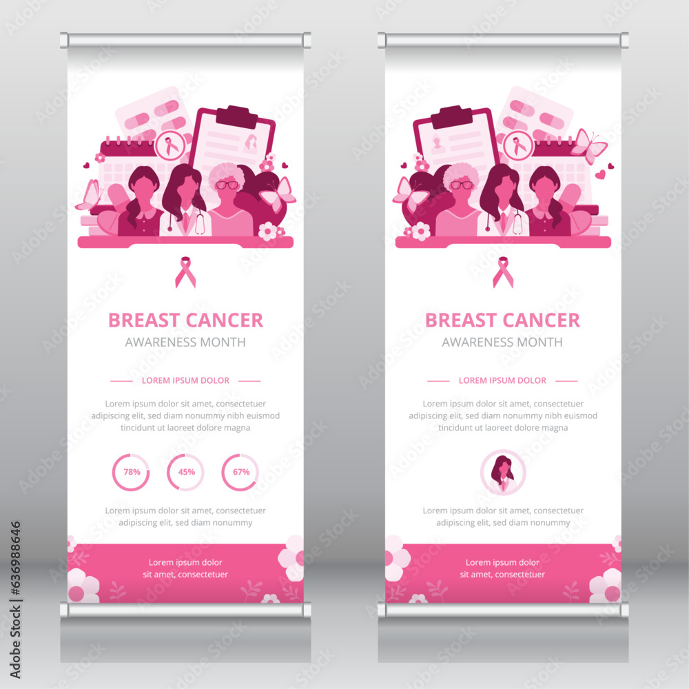 Women's health awareness or breast cancer awareness month roll up ...
