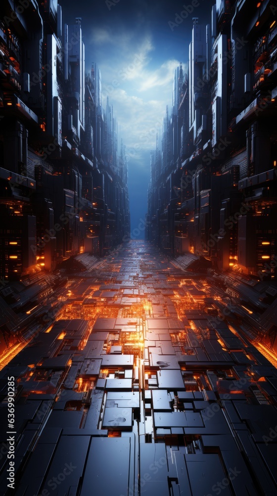 Futuristic processor background, technology concept, digital abstract ...