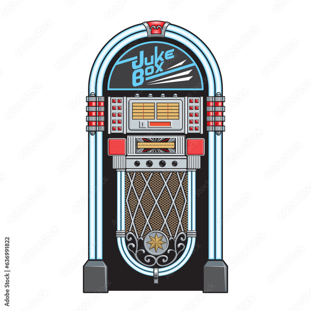 Jukebox or juke box old vintage automated retro vinyl player and radio ...
