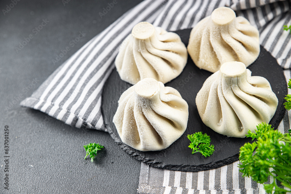 frozen khinkali meat filling dumpling semi finished cuisine food meal ...