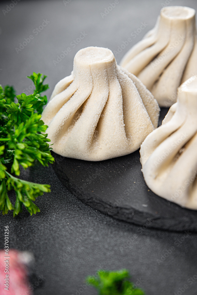frozen khinkali meat filling dumpling semi finished cuisine food meal ...