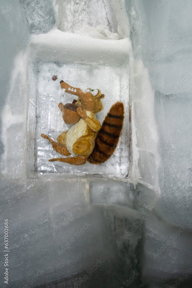 Scrat from the ice age movie inside the ice palace at the Jungfraufoch ...