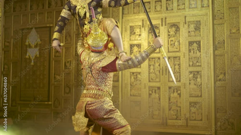 Khon or traditional Thai classic masked from the Ramakien characters ...