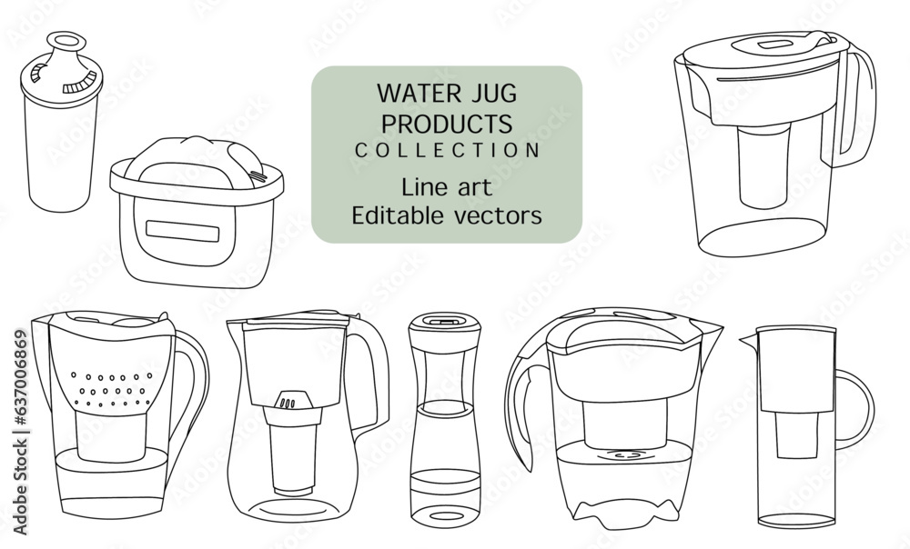 Water filter jug illustration line drawing Brita jug and water filter ...