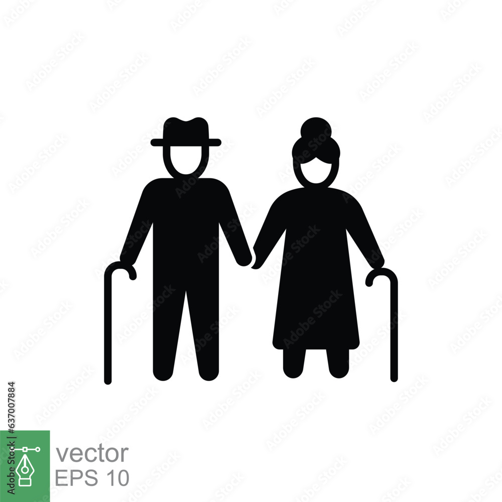 Elderly couple icon. Simple solid style. Grandparents holding hands ...