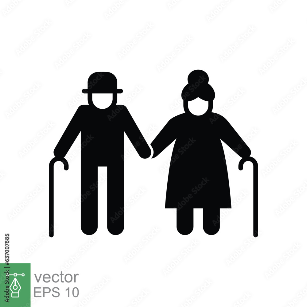 Elderly couple icon. Simple solid style. Grandparents holding hands ...