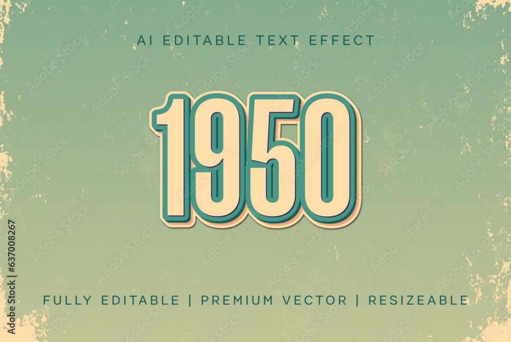 1950s editable typography, 50s retro text effect, 50s vintage stripe ...