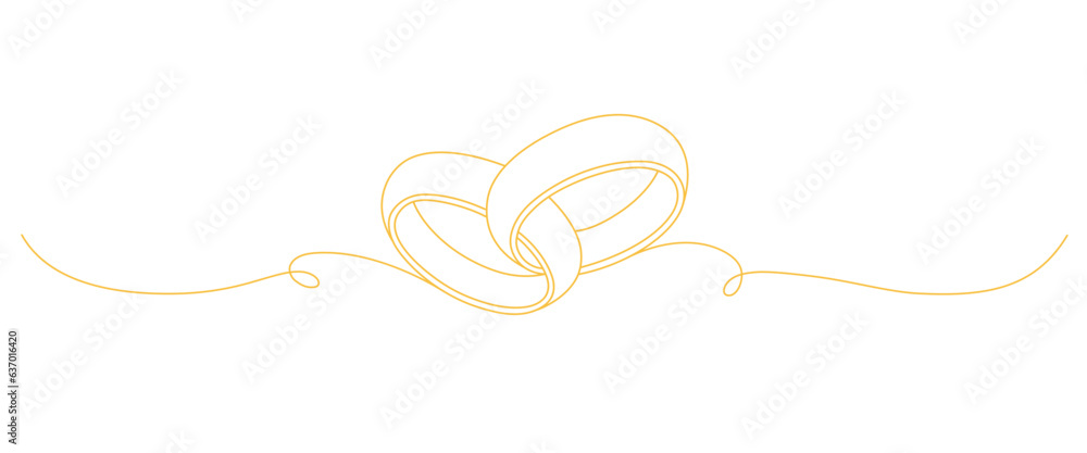 wedding ring golden line art style. vector invitation. Valentine ...