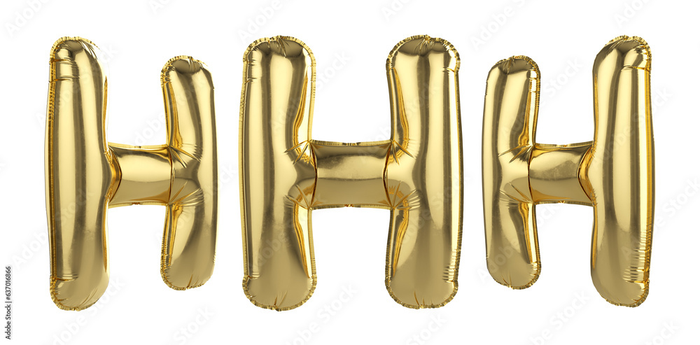 Gold foil balloon letter H on transparent background. 3d render. Stock ...