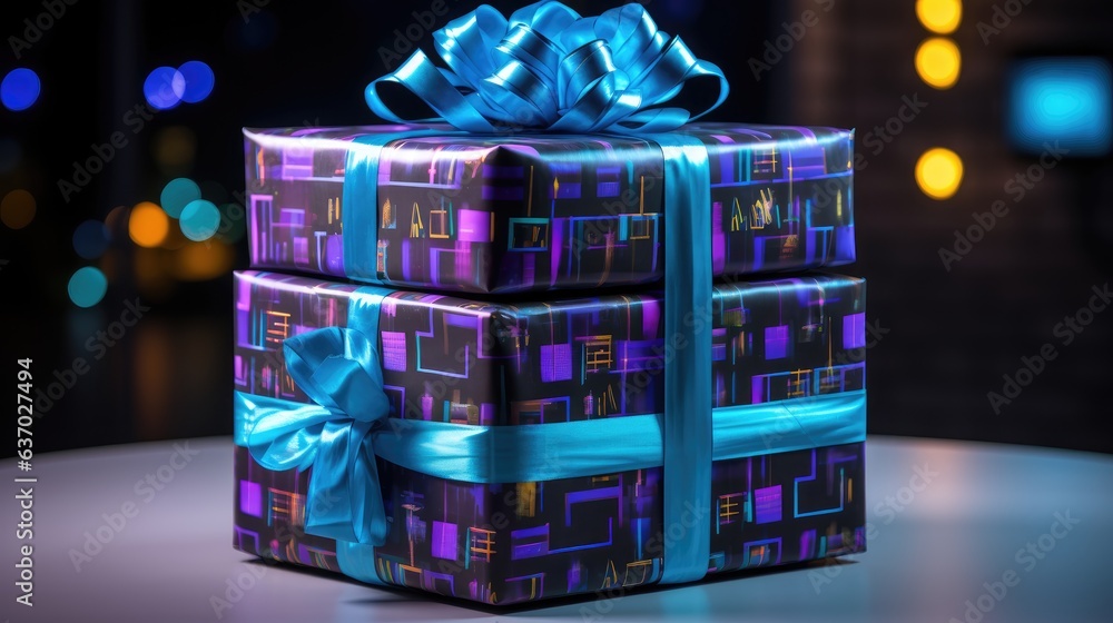 Christmas background with festive gift box. holiday gift box. Festive ...