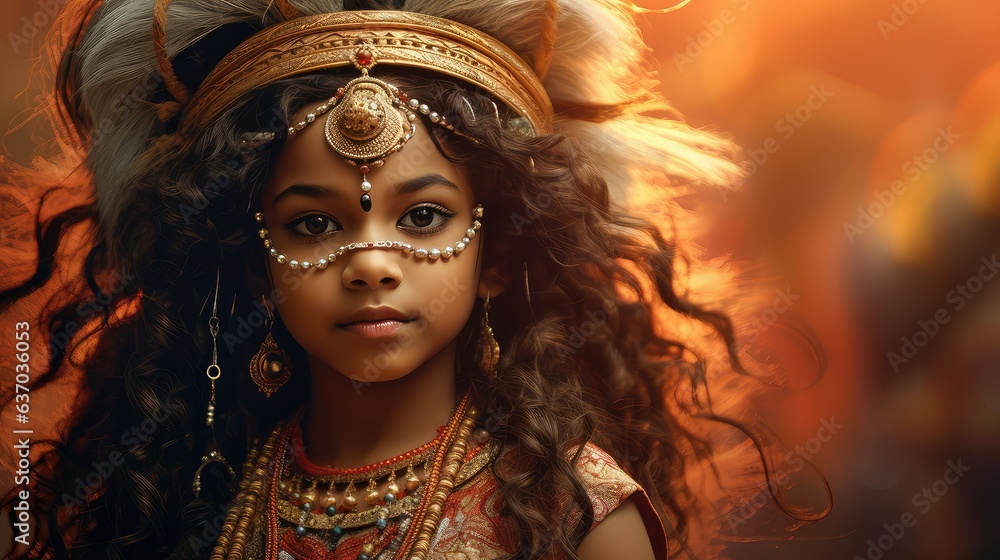 Indian Female child as Goddess Durga, Durga Puja 2023, Dussehra 2023 ...