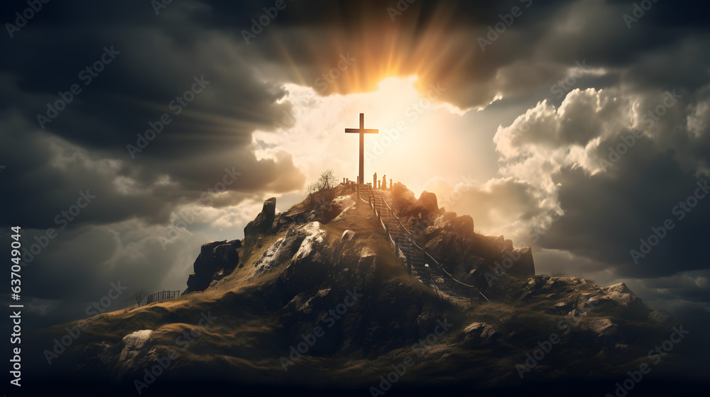 Poster holy cross symbolizing the death and resurrection of Jesus Christ with The sky o – Wall ...