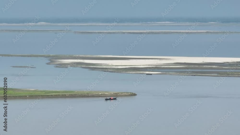 The aerial view of the Jamuna River. The sandbar villages are a unique ...