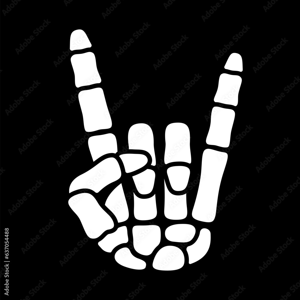 Cartoon Heavy Metal skeleton hand Stock Vector | Adobe Stock