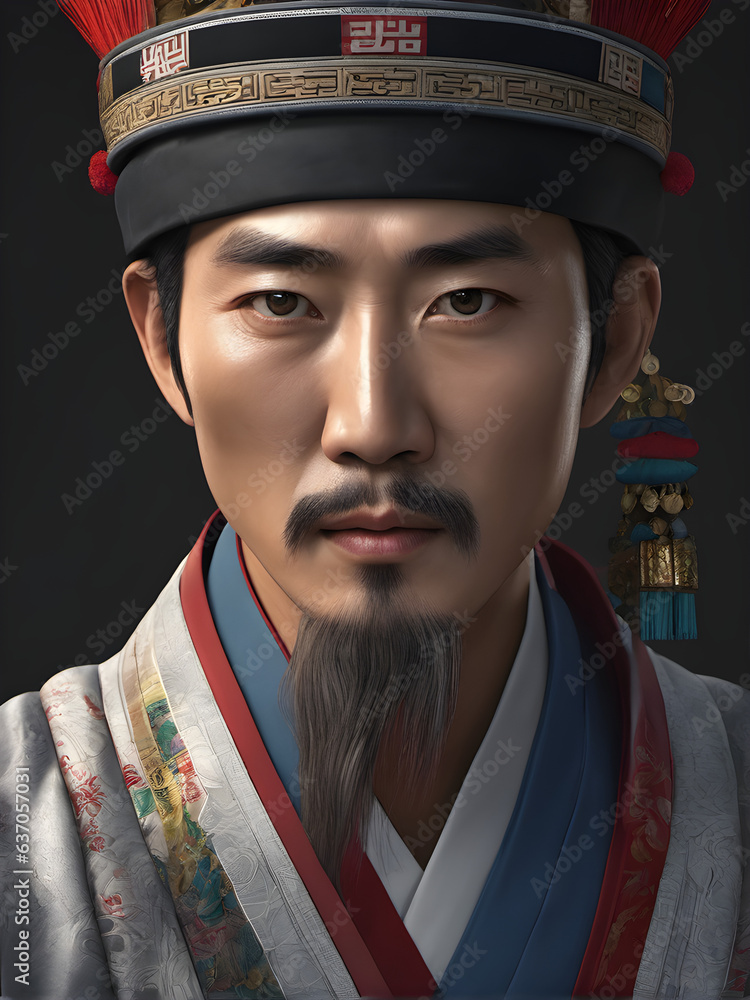 Portrait of a man from Korea. Korean typical man in Korean national ...