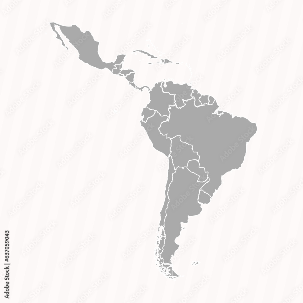 Detailed Map of Latin America With Countries Stock Vector | Adobe Stock