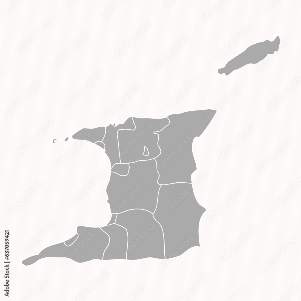 Detailed Map of Trinidad and Tobago With States and Cities Stock Vector ...