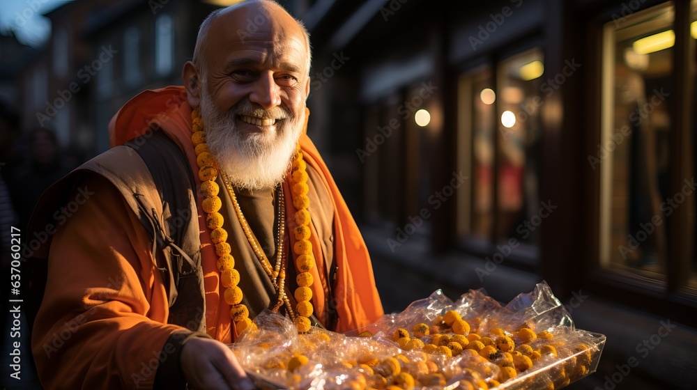 The religious movement Hari Krishna and Hare Krishnas distribute sweets ...