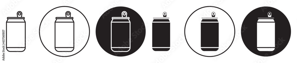 Tin can icon set. tuna aluminum can vector symbol. a metal drink can ...