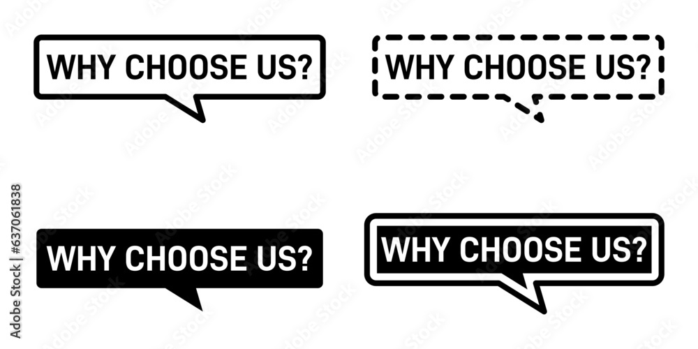 Why choose us icon set in black filled and outlined style. Stock Vector ...