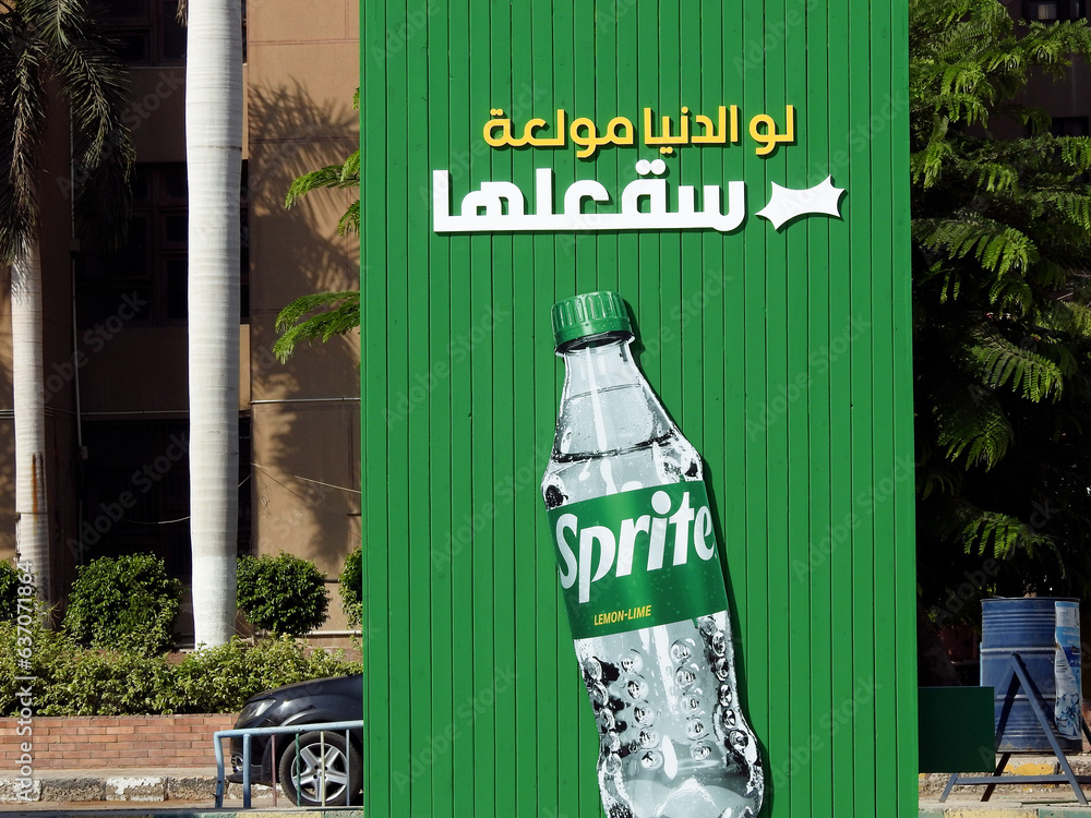 Cairo, Egypt, August 3 2023: Sprite lemon lime advertisement in the ...
