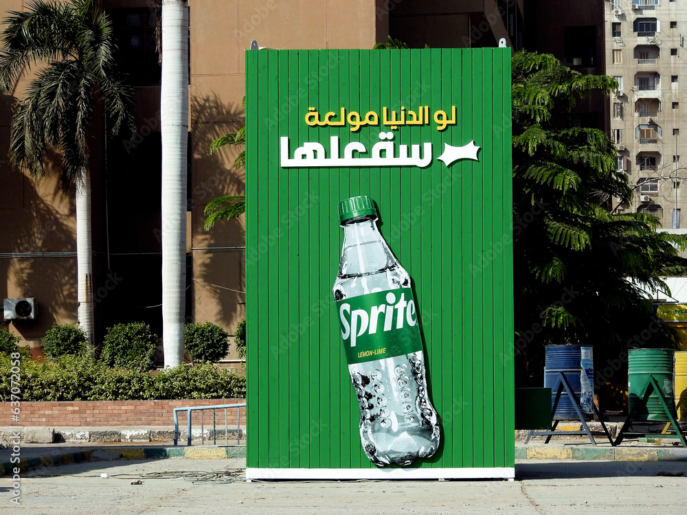 Cairo, Egypt, August 3 2023: Sprite lemon lime advertisement in the ...