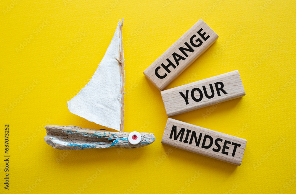 Change your mindset symbol. Concept words Change your mindset on wooden ...