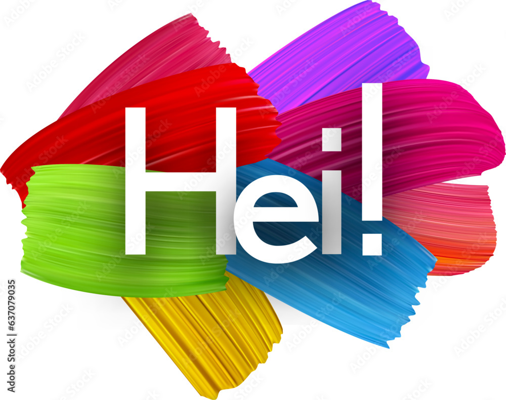 Hello at finnish paper word sign with colorful spectrum paint brush ...