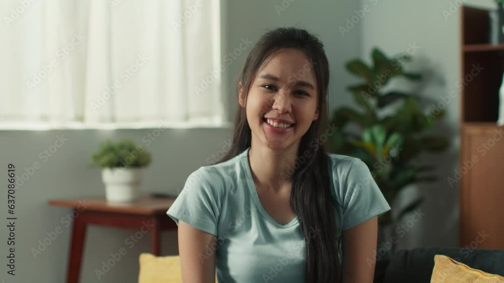 Portrait of young beautiful asian woman turning head face charmingly ...