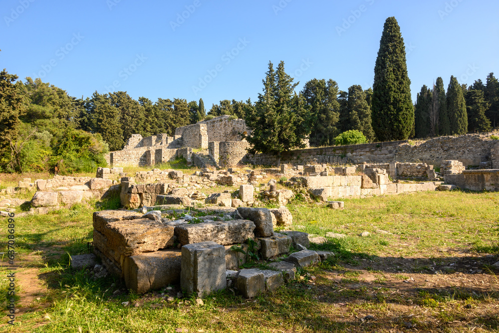 The archaeological site of the Asklepion on the island of Kos in Greece ...