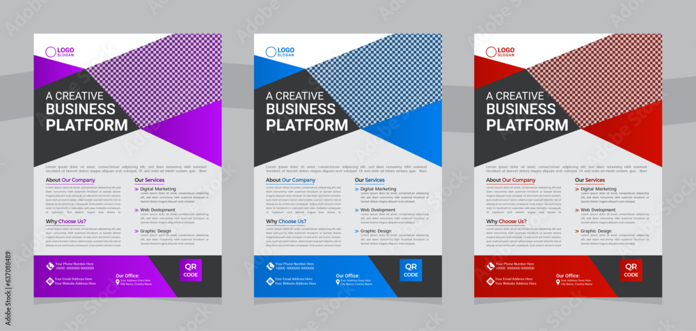 Creative modern business flyer card templates with triangle, rectangle ...