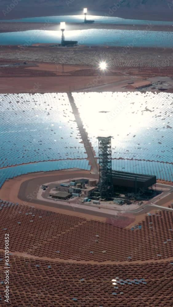 Vast concentrated solar power farm in the Mojave Desert. World Largest Solar Thermal Power Plant ...