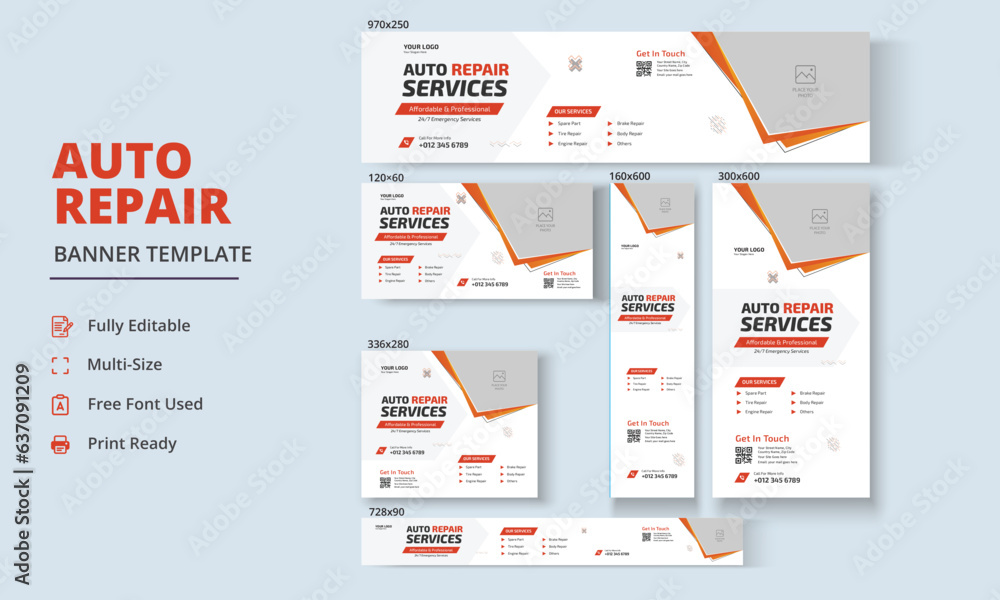 Auto Repair Banner, Auto Repair Social Media Banner, Auto Repair Roll ...