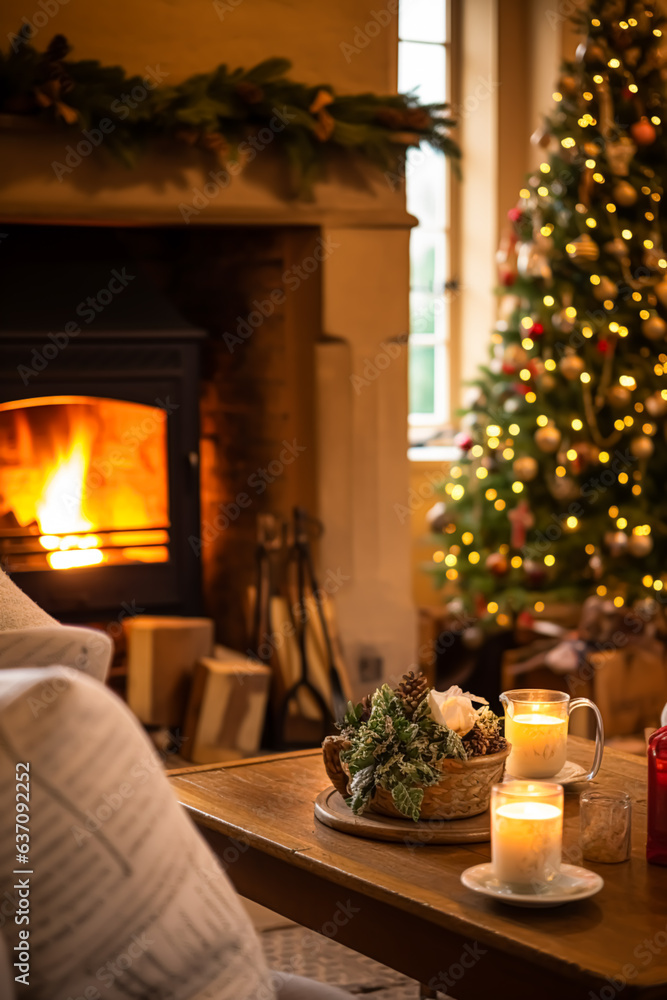 Christmas, holiday decor and country cottage style, cosy atmosphere ...
