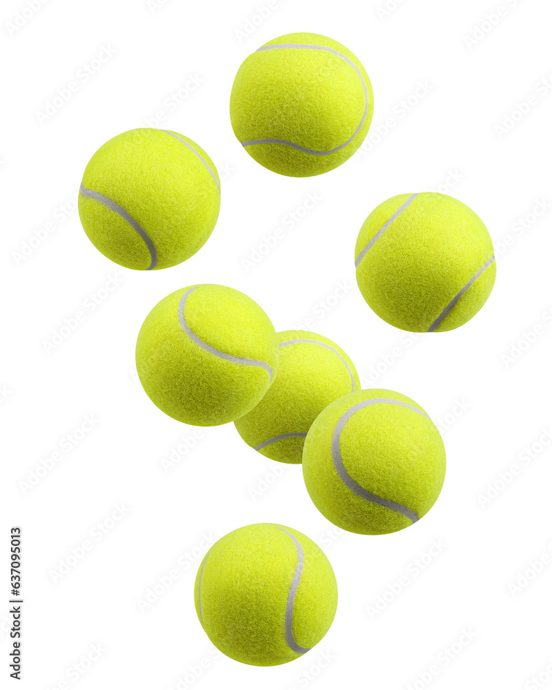 Falling Tennis ball, isolated on white background, full depth of field ...