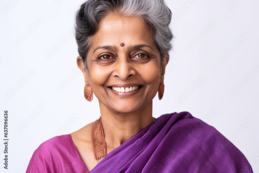 Lifestyle portrait of an Indian woman in her 50s wearing traditional ...