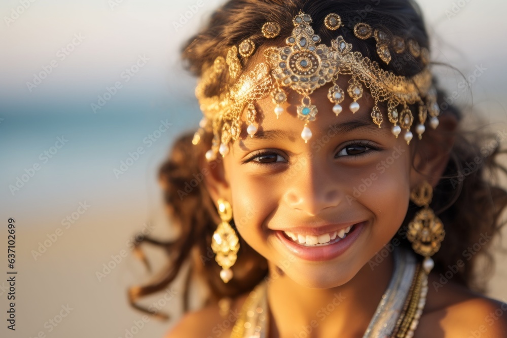 Lifestyle portrait of an Indian child female wearing bindi and ...