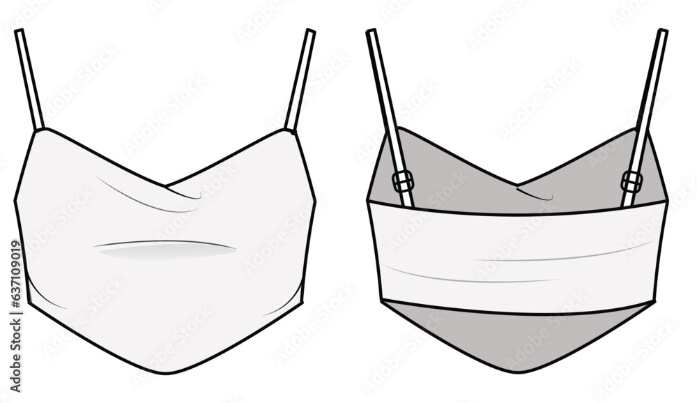 Cowl Neck Front V-Cut Crop Strappy Cami Top Front and Back View ...