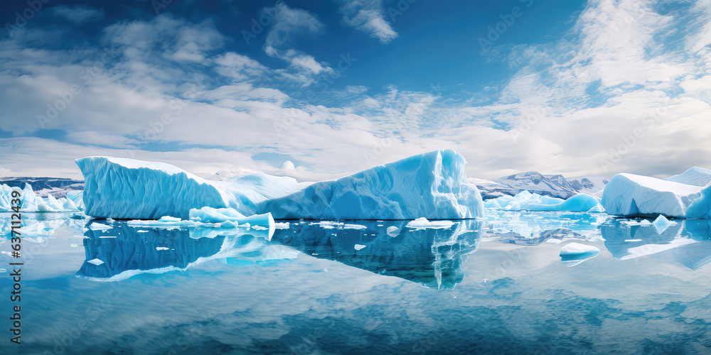 Glacier melting into the ocean. Climate change concept, global warming ...