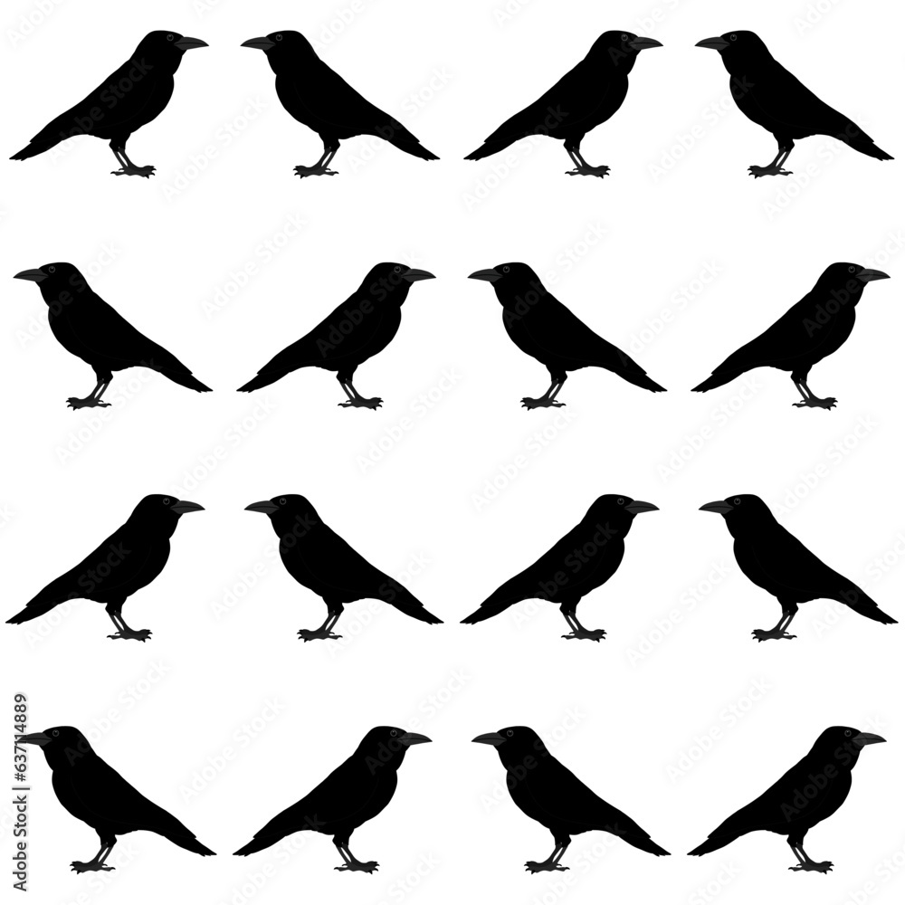 Raven seamless pattern with transparent background. Gothic pattern for ...