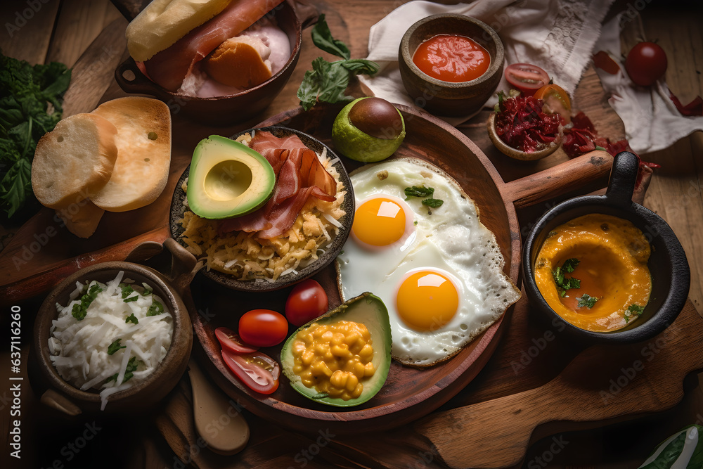 a closeup of a South American breakfast, AI generated, Generative AI ...